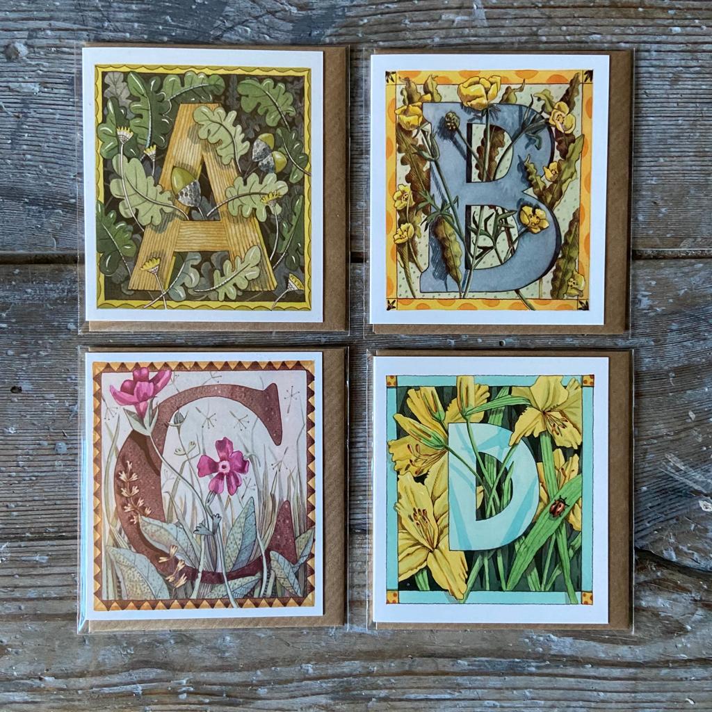 Vintage Card with Botanical Alphabet letters A - Z | Closet & Botts