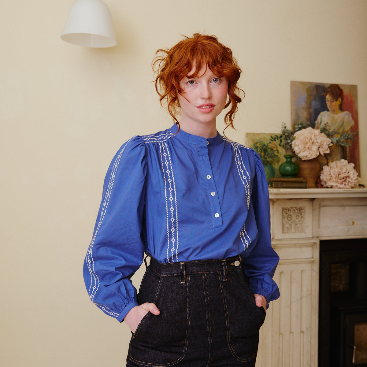 Cornflower Blue Embroidered Blouse – Closet & Botts
