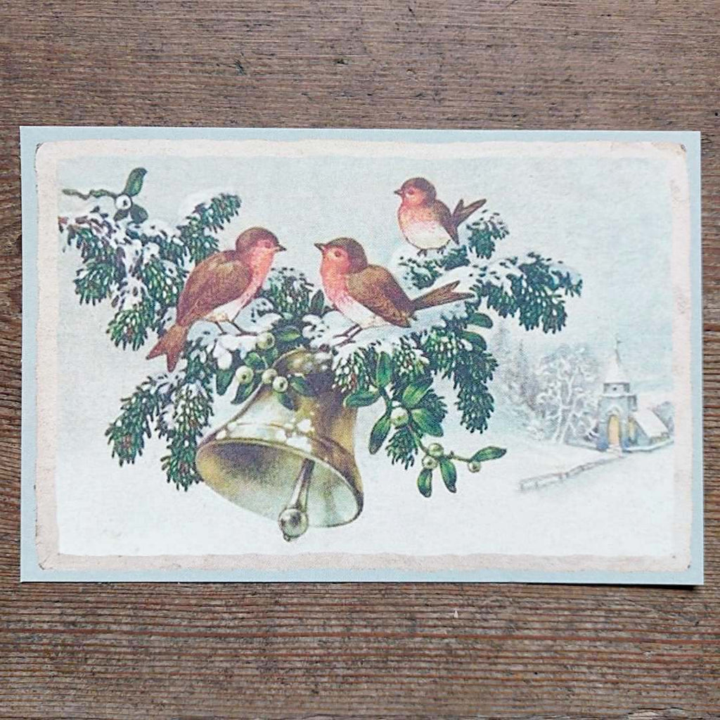Vintage Christmas Postcard - Robins | Closet & Botts
