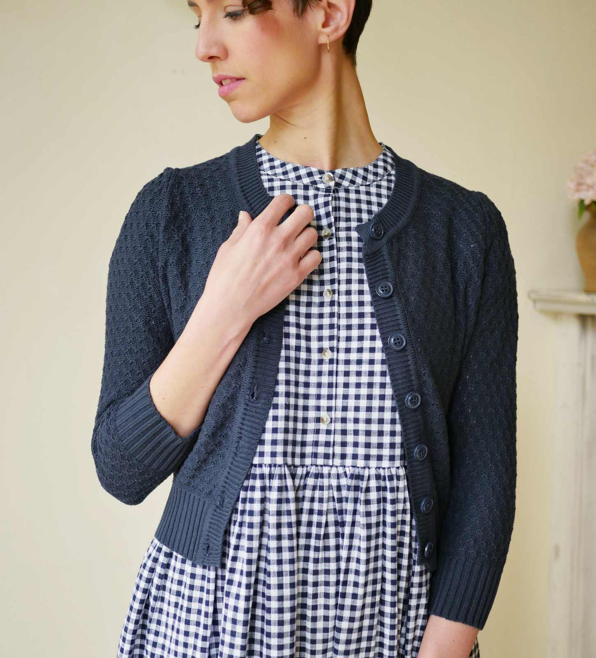 Cropped Cotton Cardigan - Navy – Closet & Botts