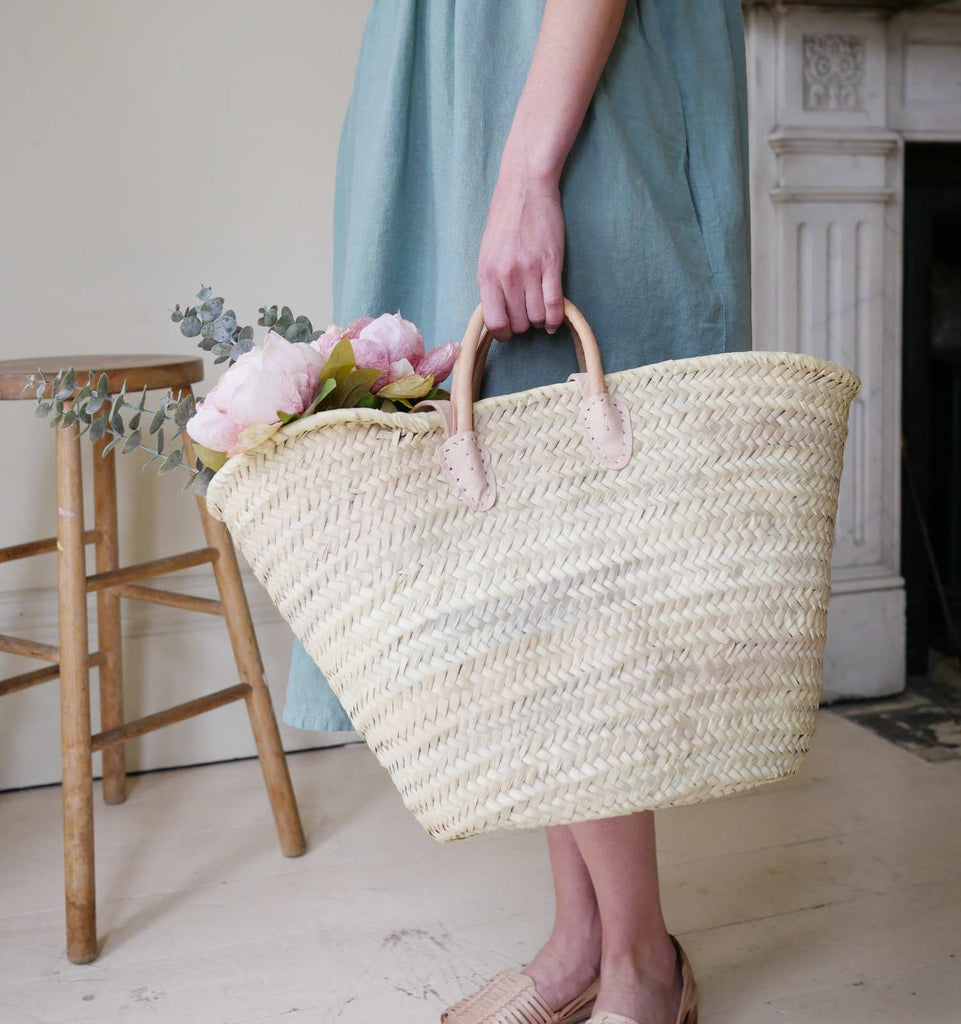 Leather Double Handle Shopping Basket | Closet & Botts