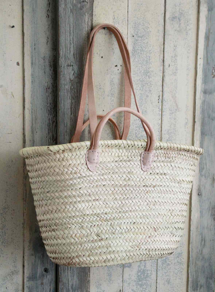 Leather Double Handle Shopping Basket | Closet & Botts