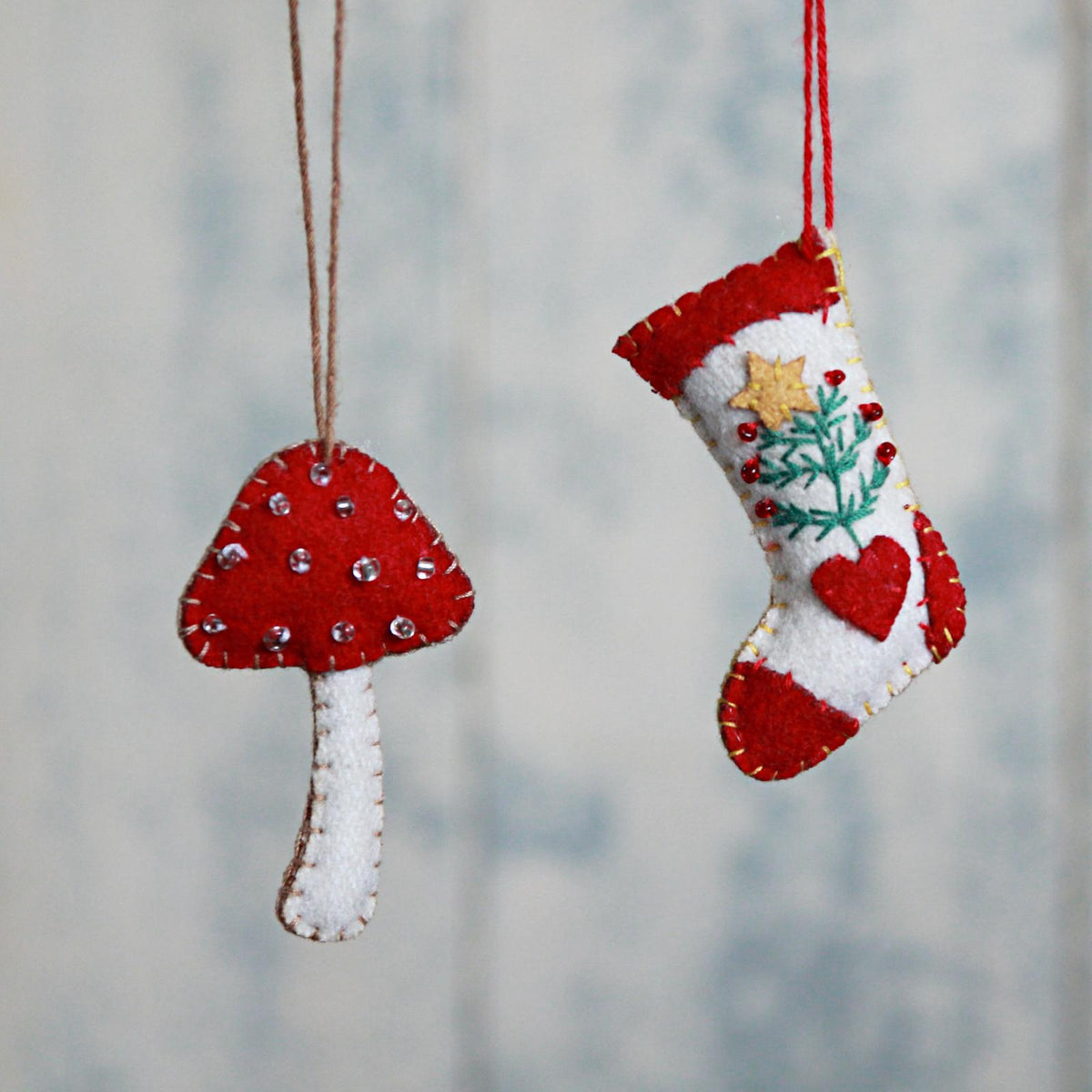Felt Toadstool Vintage Christmas Decoration | Closet & Botts