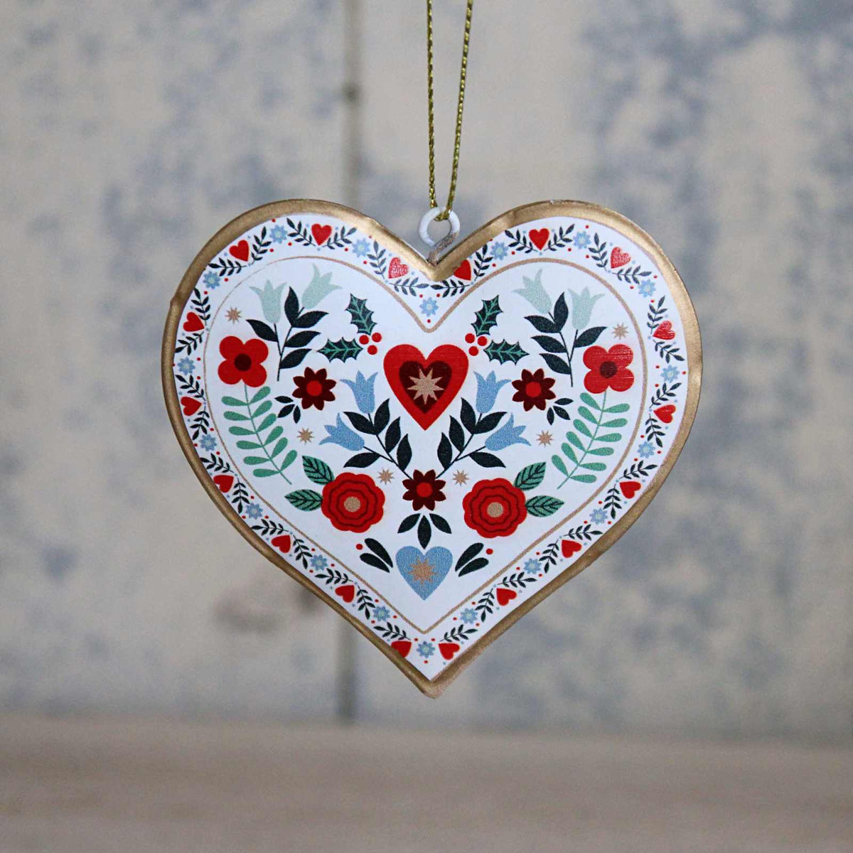 Floral Folk Tin Heart Decoration – Closet & Botts