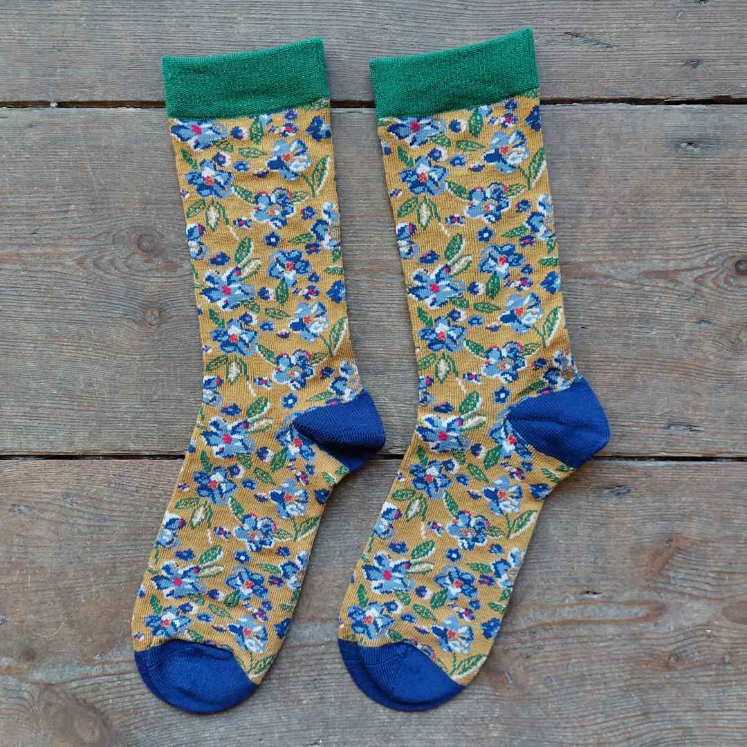 Bamboo Socks - Mustard Floral – Closet & Botts