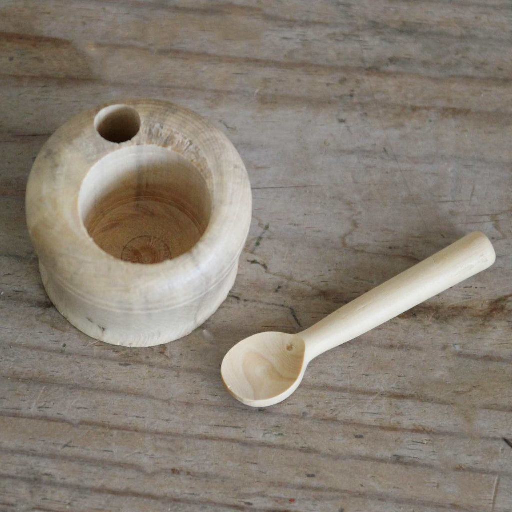 Wooden Salt Pot & Spoon Set | Closet & Botts