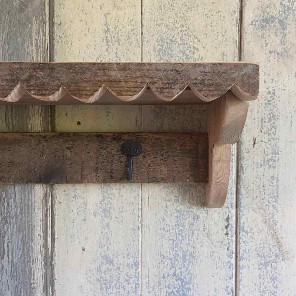 Handmade Scalloped Shelf with hooks | Closet & Botts