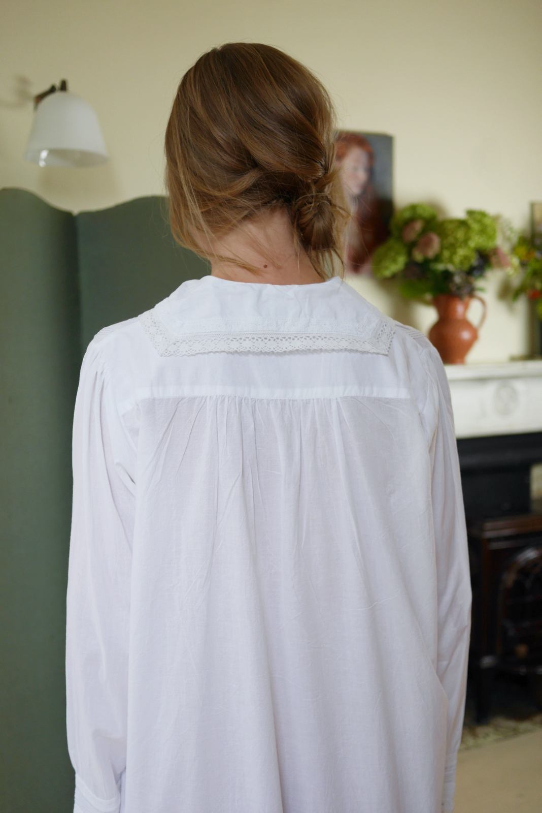Long Sleeved White Cotton Nightdress | Closet & Botts